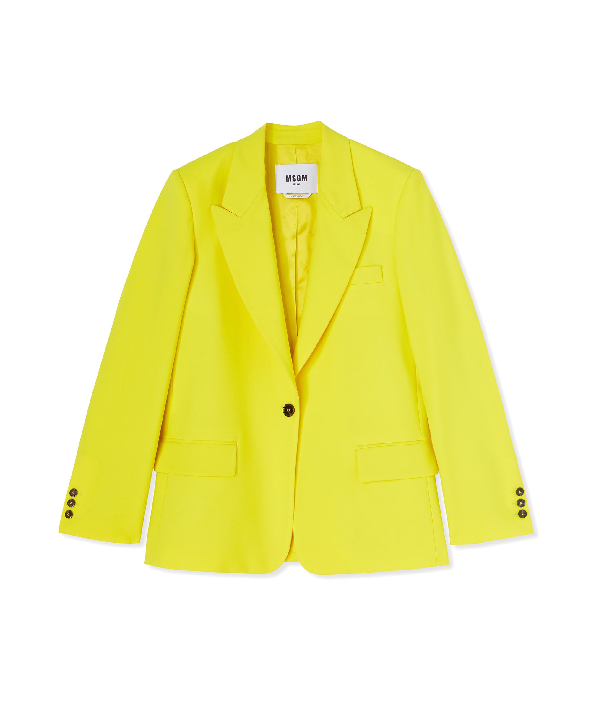 Yellow Fresh Wool Single-Breasted Jacket - MSGM Official - MSGM Official