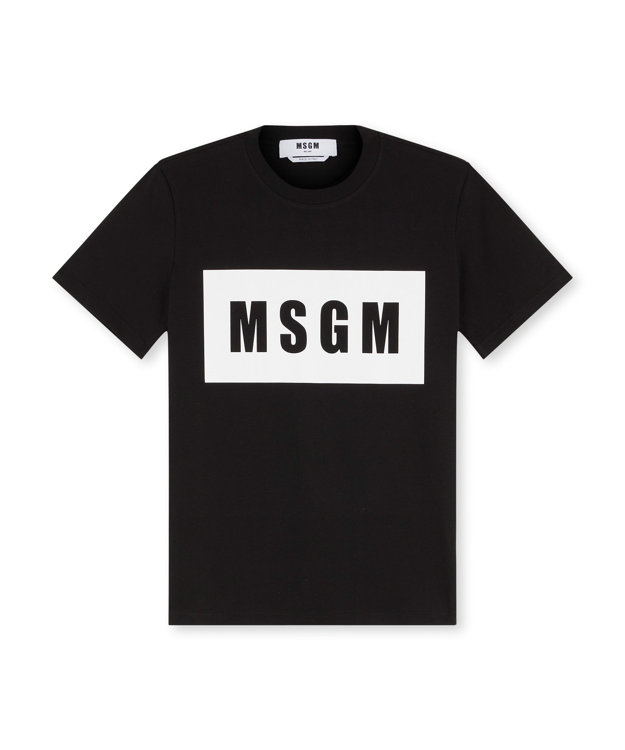 Crew neck T-shirt with MSGM box logo - MSGM Official