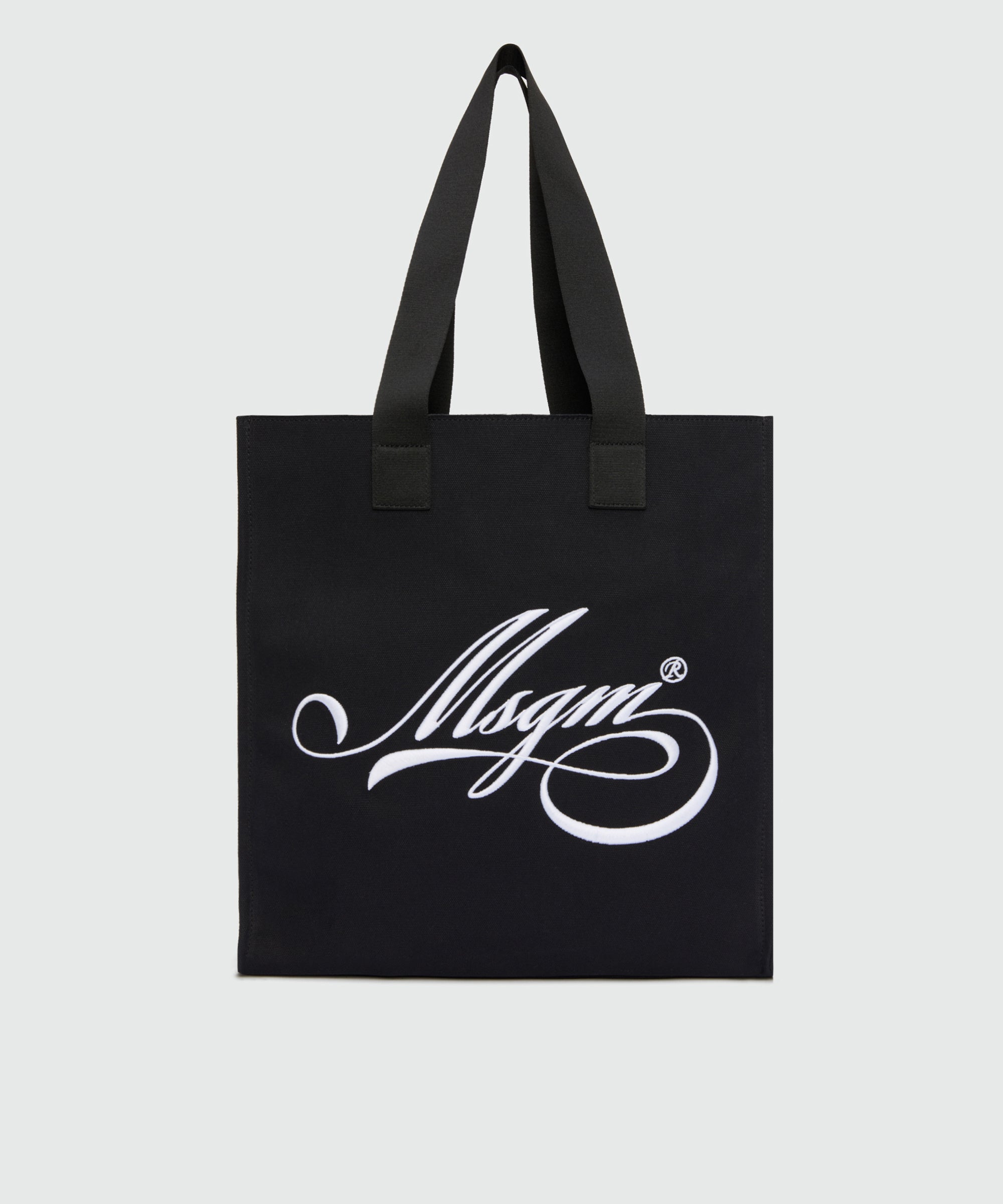Black canvas tote with white cursive MSGM logo - MSGM Official
