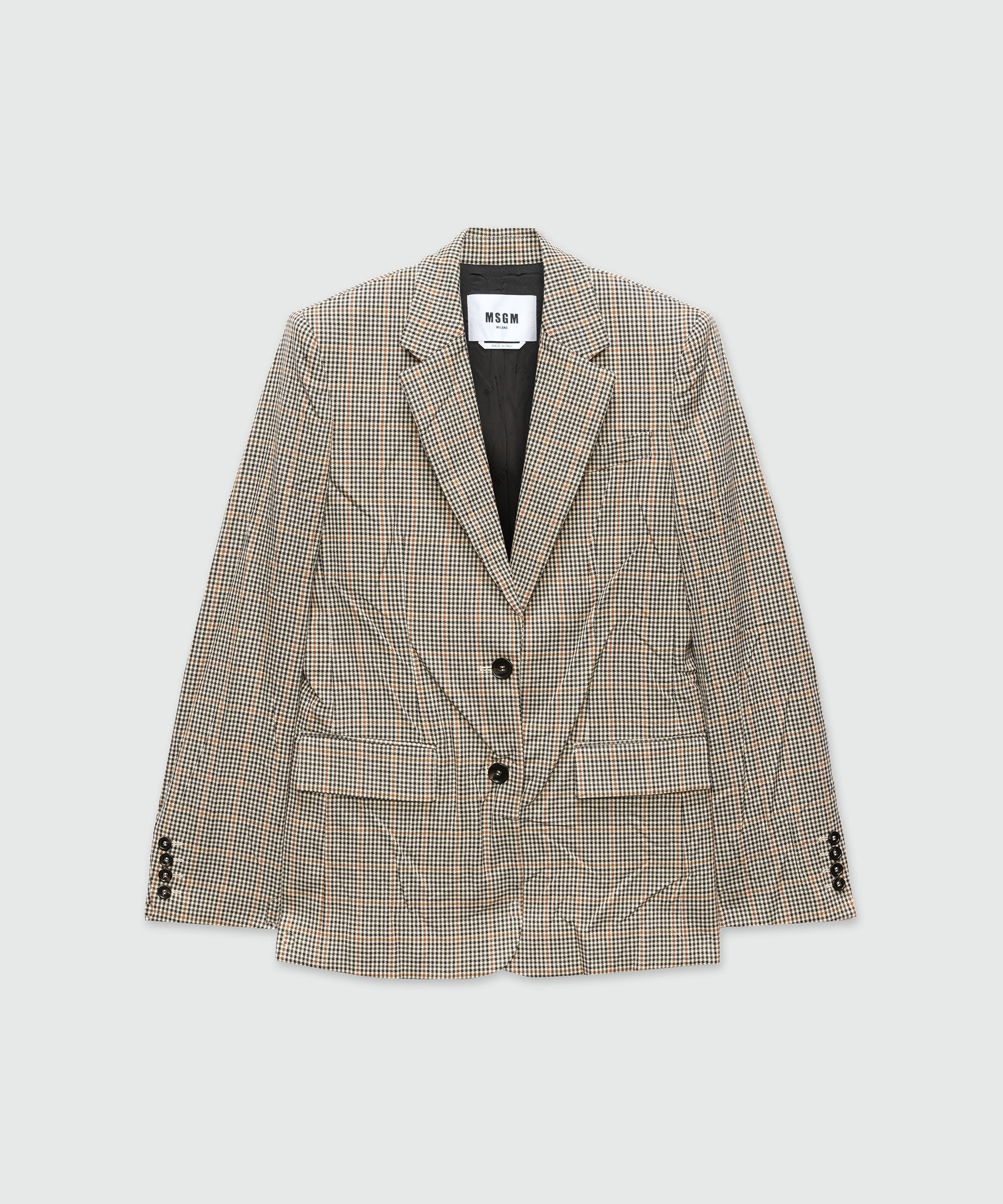 Ivory jacket in micro check with a wrinkled effect - MSGM Official