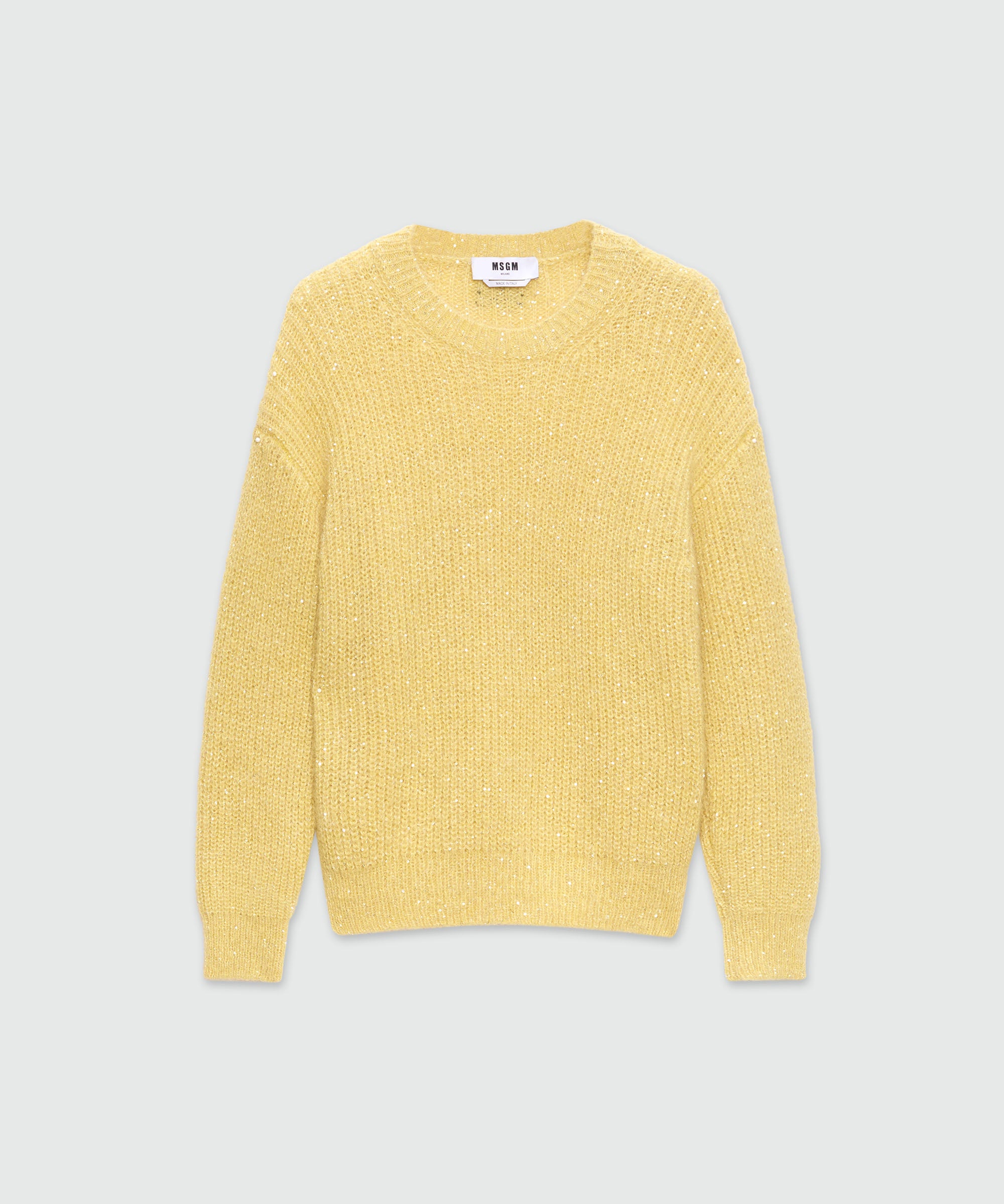 Yellow alpaca blend sweater with sequin details - MSGM Official