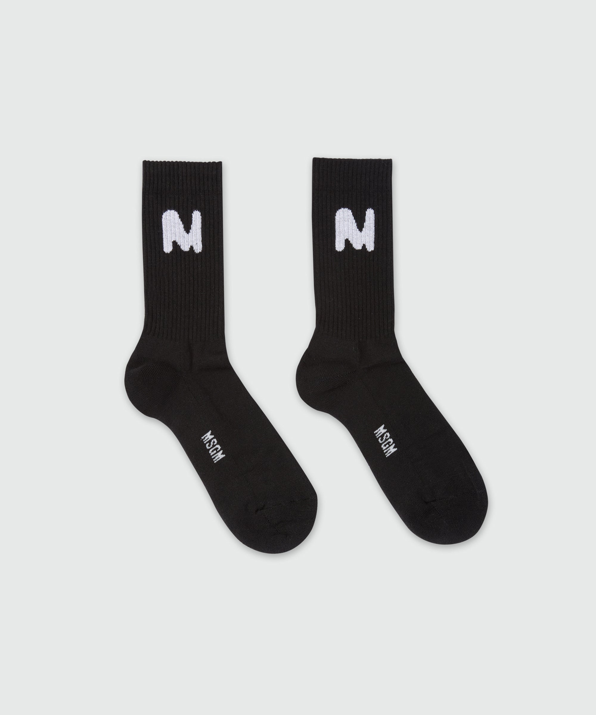 Black socks with "TheMwave" jacquard graphics - MSGM Official