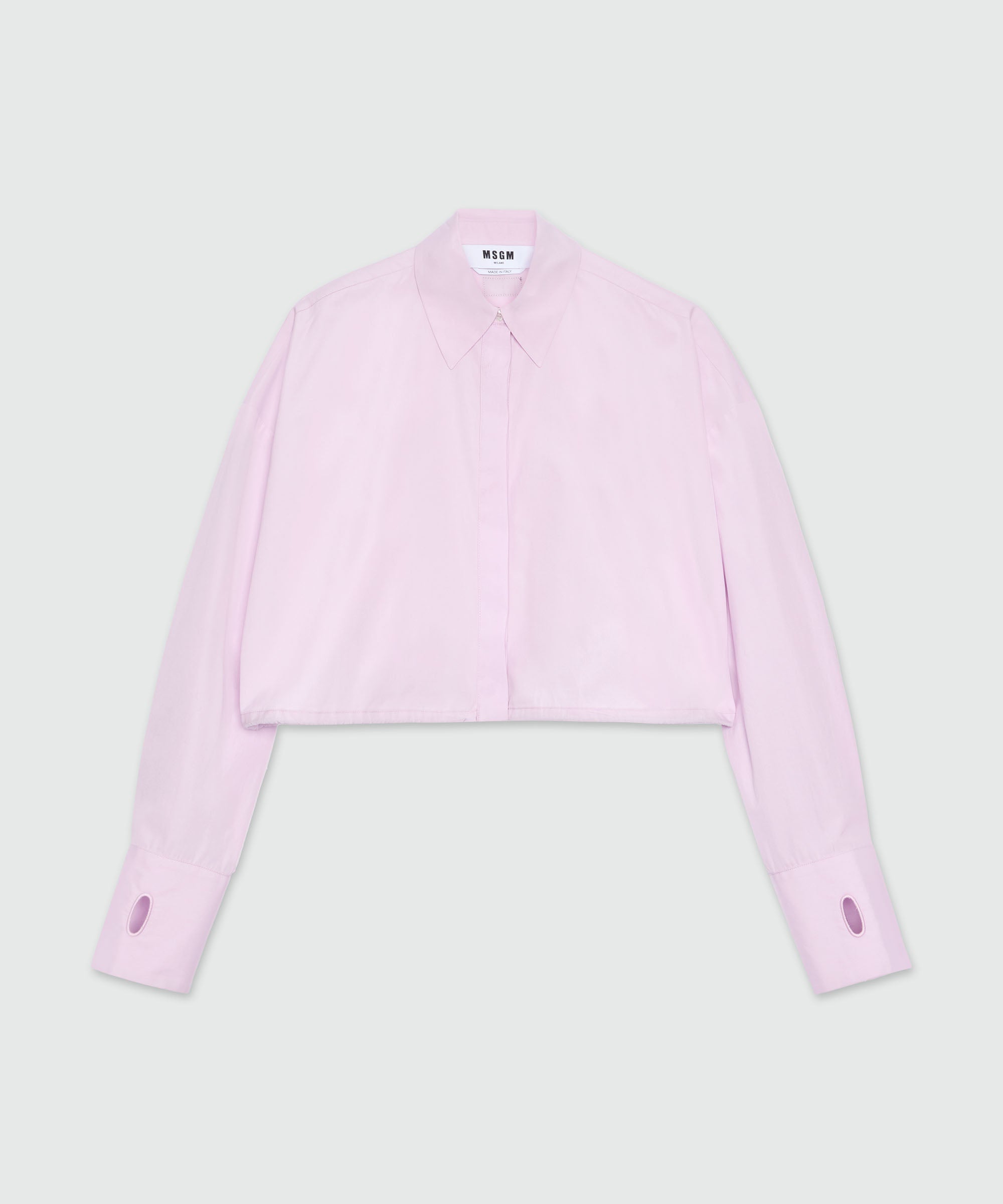 Pink poplin cropped shirt - MSGM Official